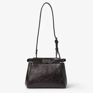 Fendi My Peekaboo Xs Crackled Black Leather Bag